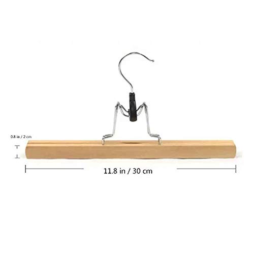MXIAOXIA 3 Pcs Natural Solid Wood Pants Hangers Skirt Hangers Clips Slack HangerEasy to Use
