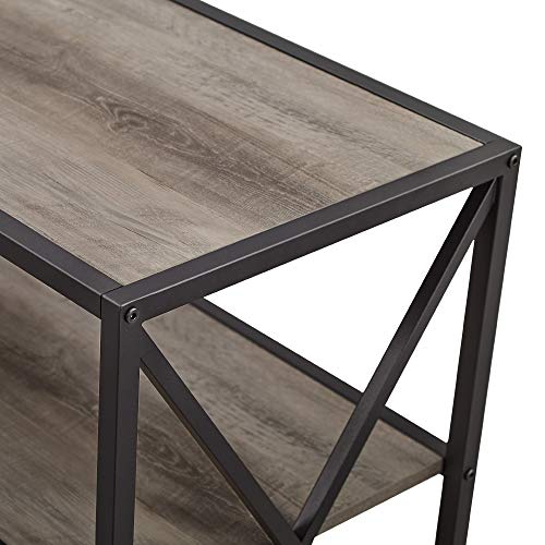 Walker Edison 2 Shelf Industrial Wood Metal Bookcase Tall Bookshelf Storage Home Office, 60 Inch, Grey