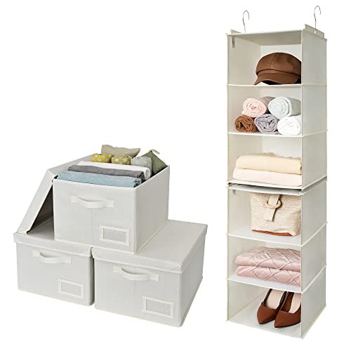GRANNY SAYS Bundle of 1-Pack Closet Hanging Organizer & 3-Pack Clothing Storage Bins