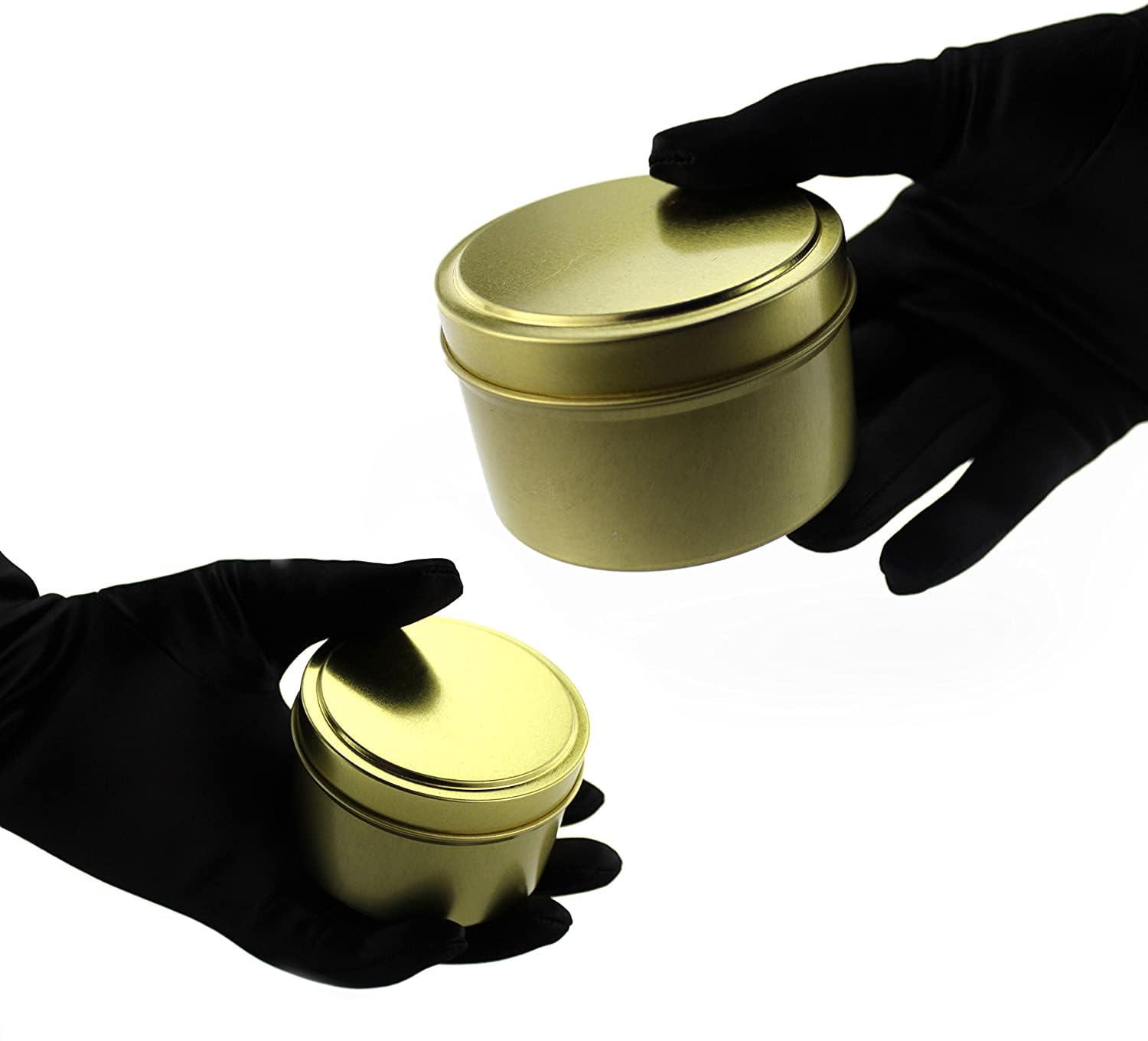 Cornucopia Brands 6oz Round Gold Tins/Candle Tins (12-Pack), Metal Tins for Candles, DIY, Party Favors & More, Slip-On Lids Included