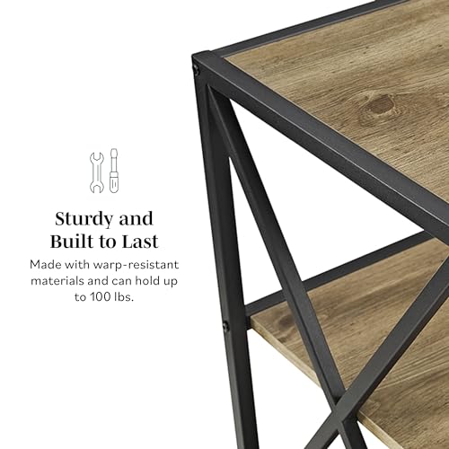 Walker Edison 2 Shelf Industrial Wood Metal Bookcase Tall Bookshelf Storage Home Office, 60 Inch, Grey