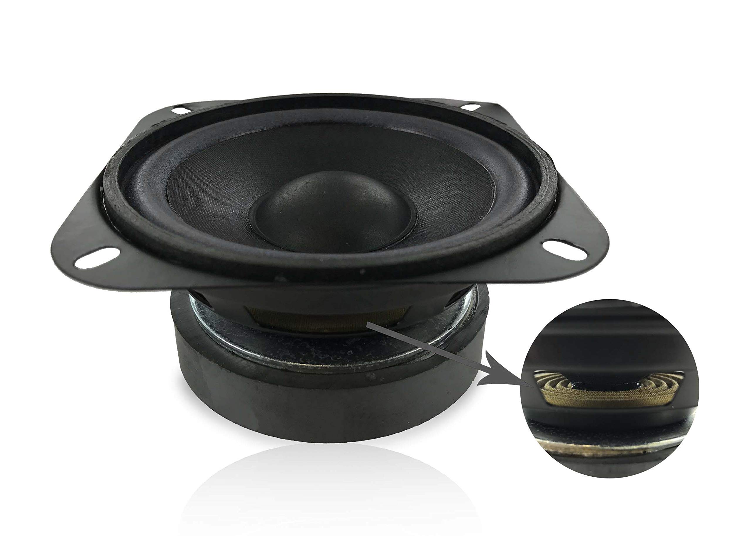 MIYAKO USA (TS-416 4" Professional Grade Replacement for Speaker 50 watts Power at 4 ohms 10oz Magnet Round Speaker for Repairs Black (1 Pair)