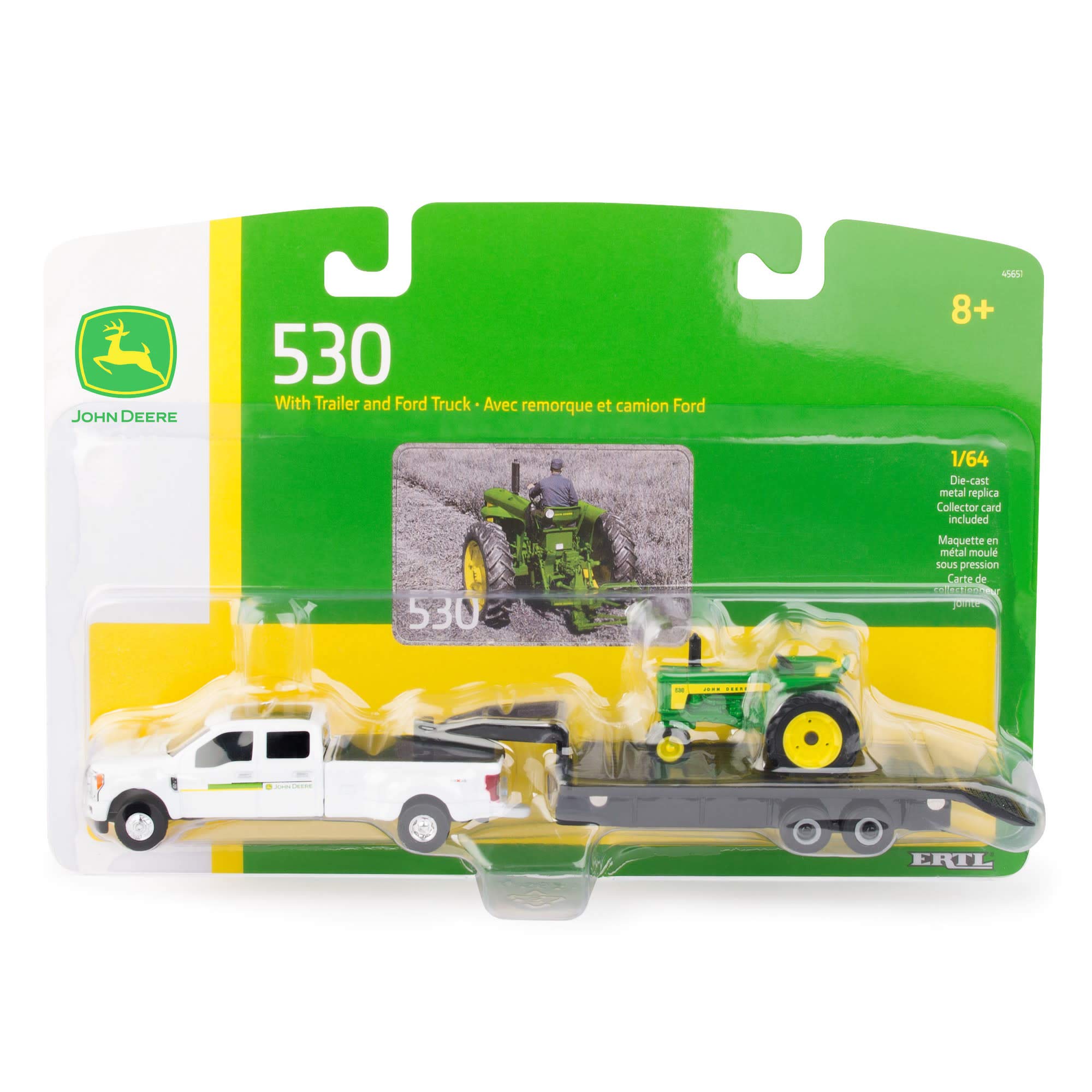 ERTL 1/64 John Deere 530 Tractor with Ford F-350 Dually with Gooseneck Trailer LP68816 45651