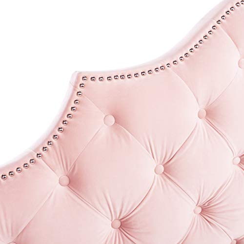 Safavieh Home Arebelle Modern Blush Pink Velvet Tufted Headboard, King