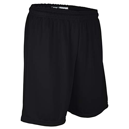 PT-6477P-CB Men's 7" Athletic Pro Basketball Short with Pockets and Draw String (Small, Navy)
