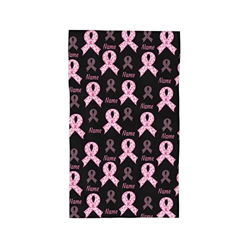 PAMIBERBI Custom Hand Towel with Name Personalized Pink Breast Cancer Ribbon Towel Microfiber Soft Face Towels Highly Absorbent Washcloths Hotel Bathroom Shower Spa Swim Fingertip Towels 27.5 x 16 in