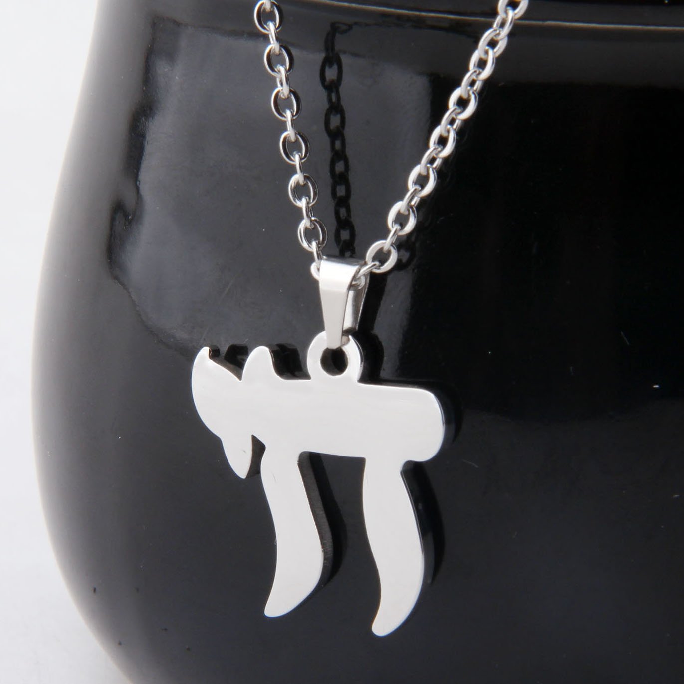 KUIYAI Jewish Chai Necklace Bar Mitzvah Bat Mitzvah Gift (chai Necklace Silver)