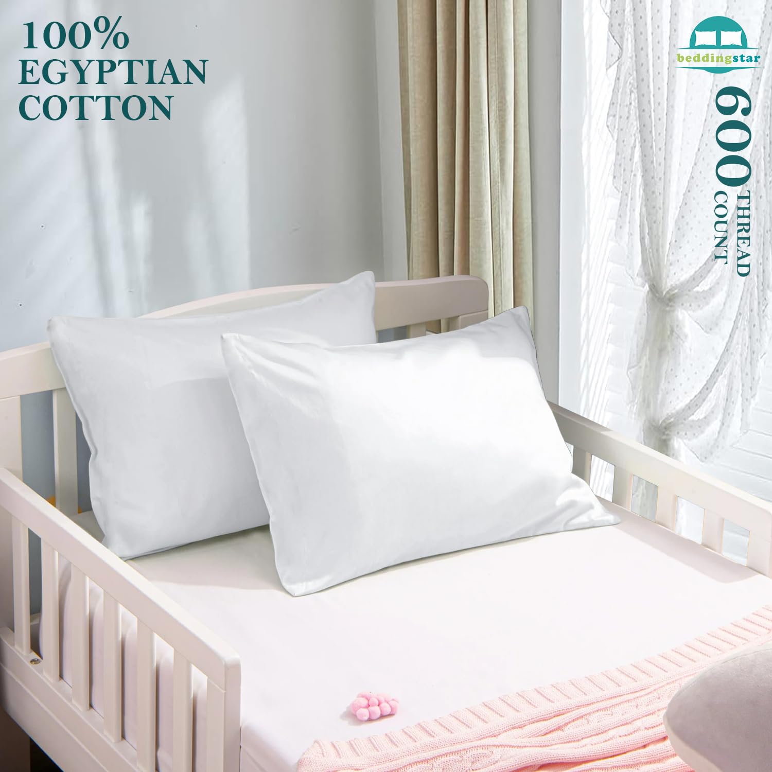 Travel Pillow Case 14x20 Size Egyptian Cotton Set of 2 Zipper Travel Pillowcase 600 Thread Count 100% Soft Egyptian Cotton 2 Pack, Toddler Pillowcase White Solid - Zipper Closer