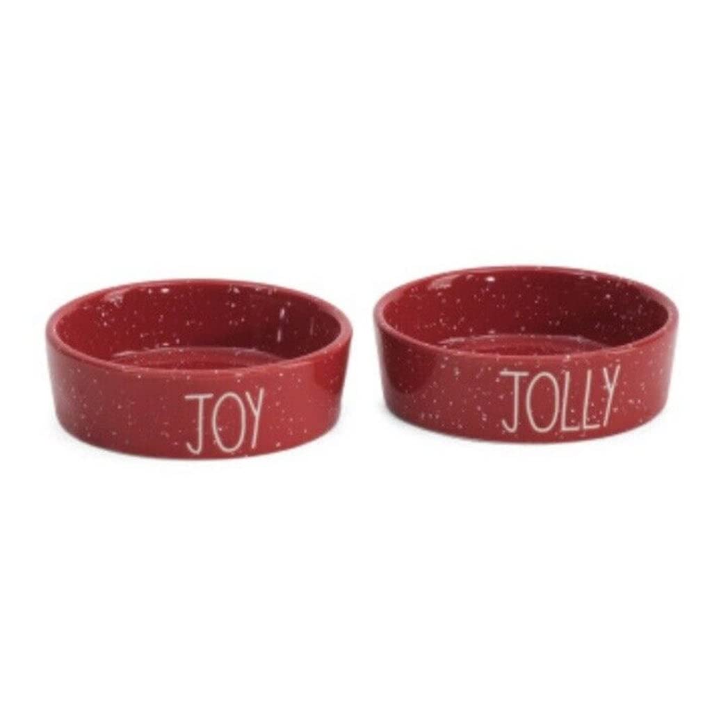 Rae Dunn Artisan Collection by Magenta Canister 4" Diameter X 4.5" Deep (Overall Height with Lid=7") JOY with Reindeer [Dishwasher Safe]