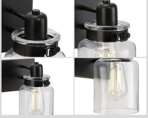 Calhoun Collection 2-Light Clear Glass Farmhouse Bath Vanity Light Antique Bronze