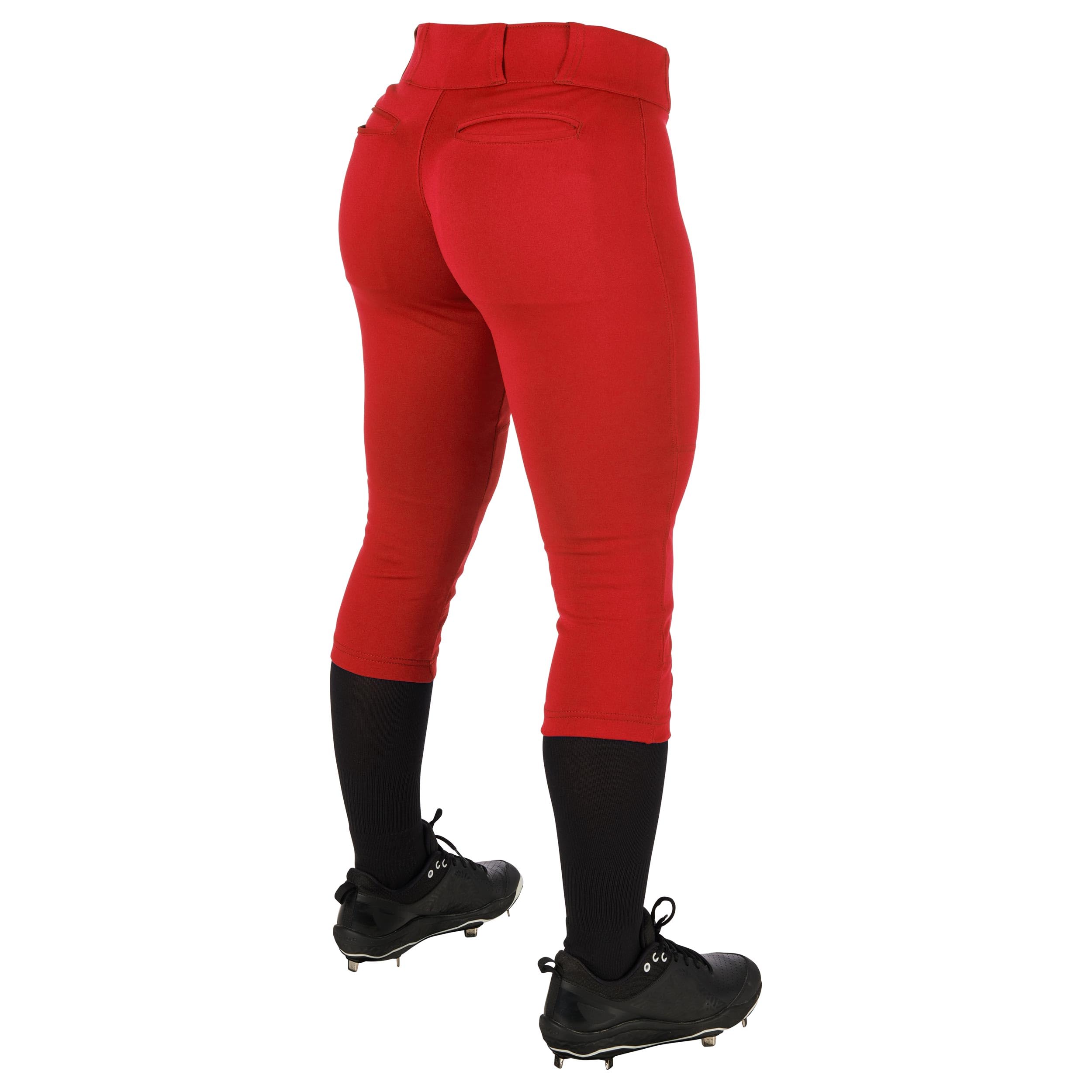 CHAMPRO Women's Tournament Traditional Low-Rise Polyester Softball Pant, Small, Scarlet