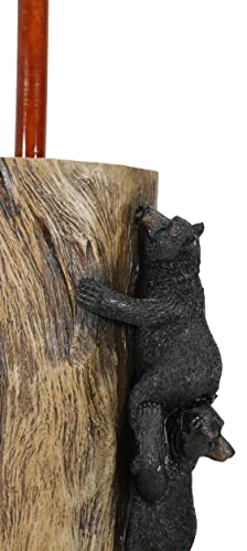 Ebros Gift 13.5" Tall Whimsical Forest Mountain Black Bears Teamwork and Trust Routine Toilet Brush Scrub and Base Holder Bathroom Gift 2 Piece Set Statue Rustic Cabin Lodge Bears Decor Accent