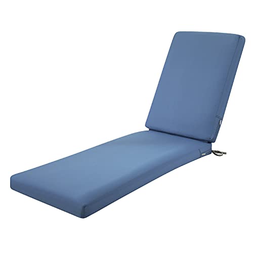 Classic Accessories Ravenna Water-Resistant 72 x 21 x 3 Inch Patio Chaise Lounge Cushion, Empire Blue, Outdoor Seat Cushion