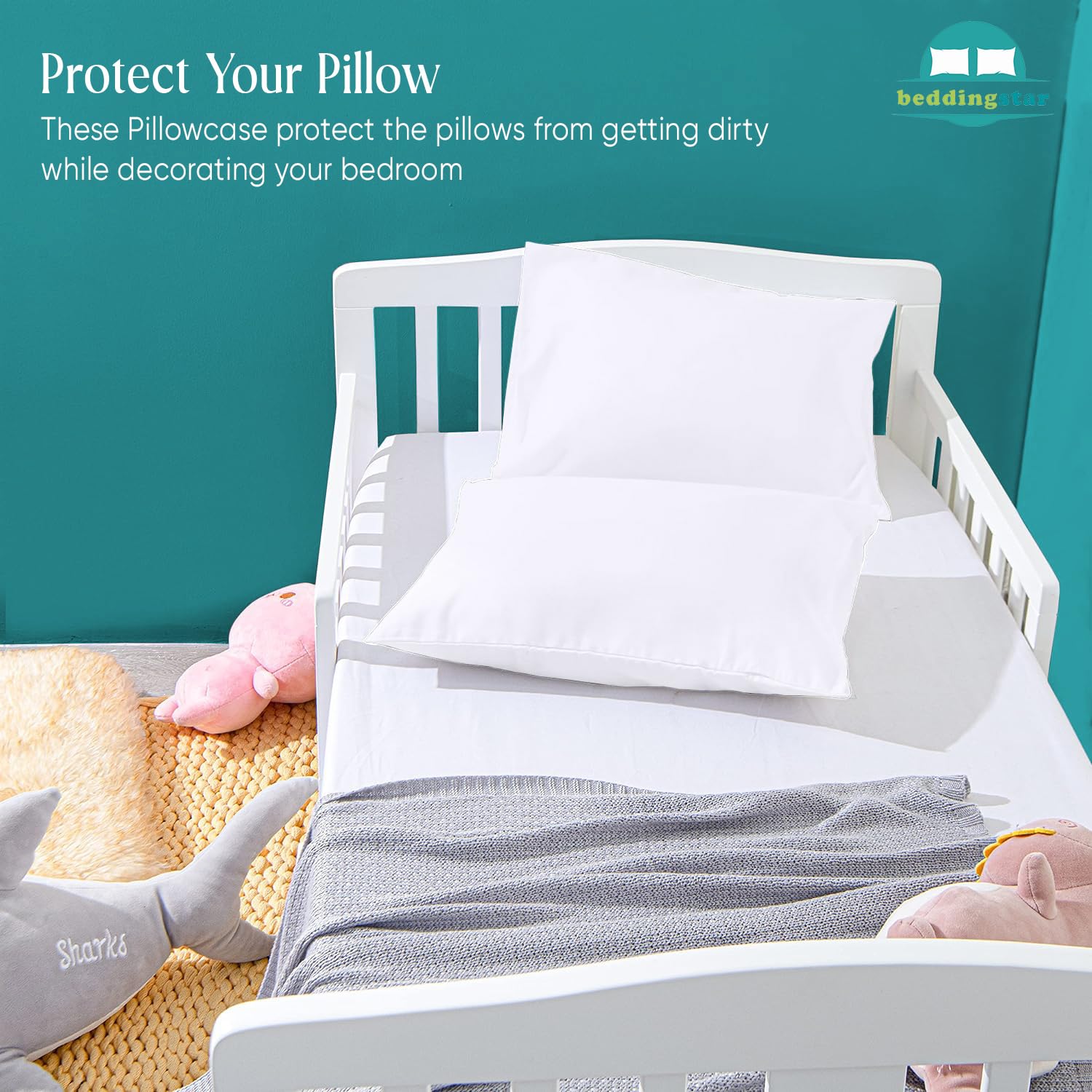 Travel Pillow Case 14x20 Size Egyptian Cotton Set of 2 Zipper Travel Pillowcase 600 Thread Count 100% Soft Egyptian Cotton 2 Pack, Toddler Pillowcase White Solid - Zipper Closer