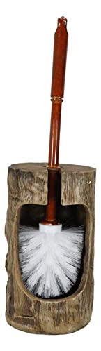 Ebros Gift 13.5" Tall Whimsical Forest Mountain Black Bears Teamwork and Trust Routine Toilet Brush Scrub and Base Holder Bathroom Gift 2 Piece Set Statue Rustic Cabin Lodge Bears Decor Accent