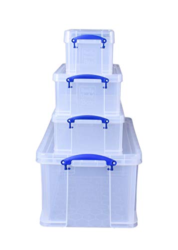 Really Useful 48 + 12 + 9 + 3 Litre Storage Box, Clear, Starter Pack