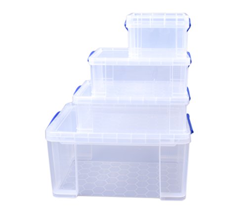 Really Useful 48 + 12 + 9 + 3 Litre Storage Box, Clear, Starter Pack