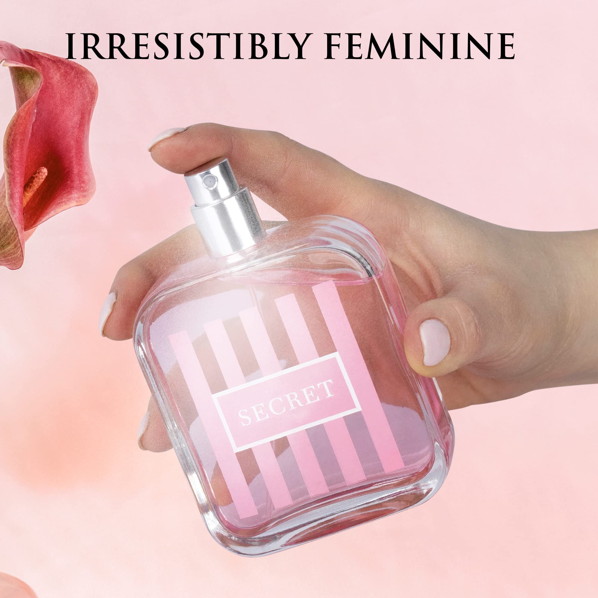Secret Lady for Women - Combination of Fruity & Floral Notes with Pine Tree Base - Aromatic Fragrance for All Occasions - Great Gift Choice - Elegant 100 ml bottle with Shiny Suede Pouch