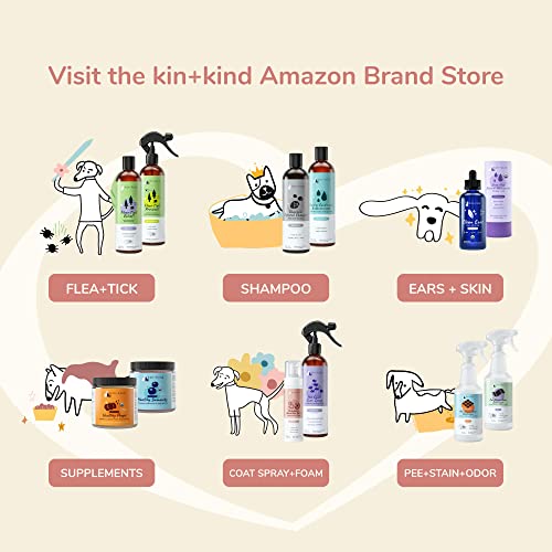 kin+kind Plant-Based Flea & Tick Spray for Dogs and Cats with Lemongrass - Essential for Flea & Tick Treatment - Flea Spray for Dogs and Cats - Pet Supplies 12 fl oz