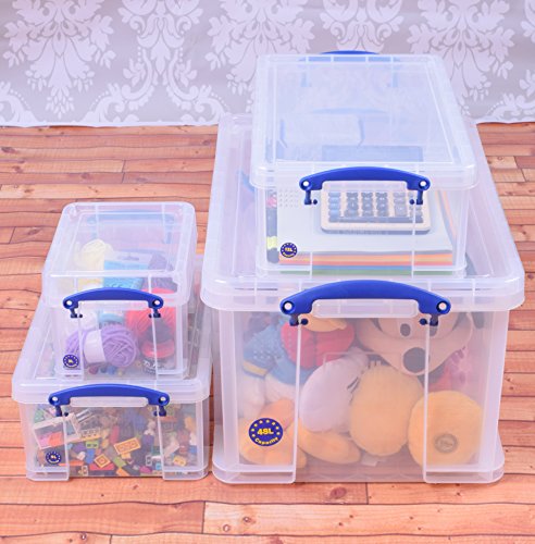 Really Useful 48 + 12 + 9 + 3 Litre Storage Box, Clear, Starter Pack