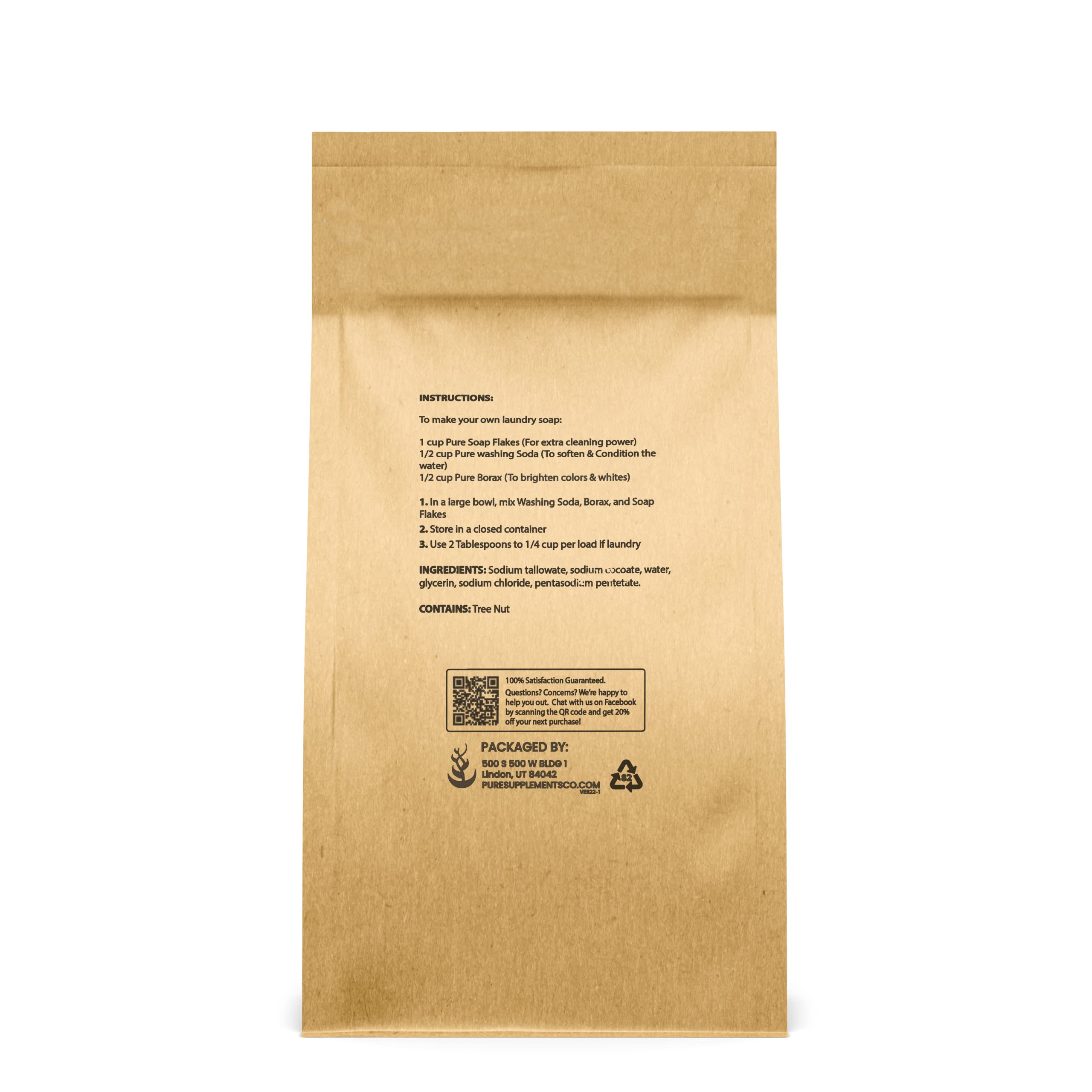 Pure Original Ingredients Soap Flakes (2 lb) Tallow Based, Homemade Laundry Detergent, Granulated Soap
