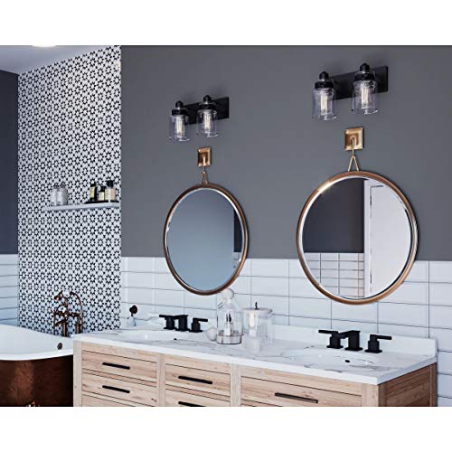 Calhoun Collection 2-Light Clear Glass Farmhouse Bath Vanity Light Antique Bronze