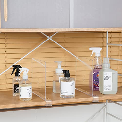 2PCS Acrylic Clear Shelf Dividers, Closet Dividers for Shelves, Shelf Separators in Closet, Wood Shelf Organizer for Closet, Bedroom, Kitchen and Office