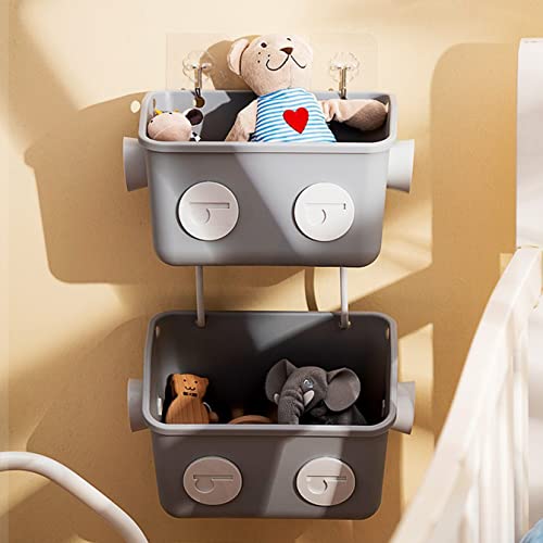 TWISBAY Bath Toy Storage Organizer Basket - 2-Pack Wall Mounted Hanging Shower Caddy Shelf with Hooks No Drilling Adhesive Robot Modeling Kitchen Storage Rack