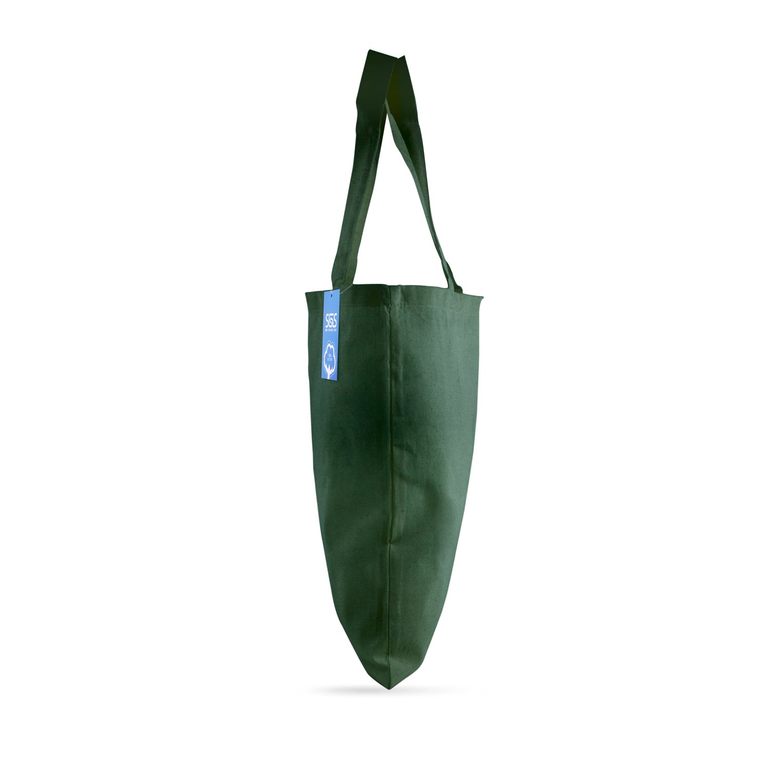 Simply Green Solutions Reusable Cotton Cloth Grocery Craft Bag, 15 x 16 Reusable Tote with Handle, Pack of 5, Forest Green