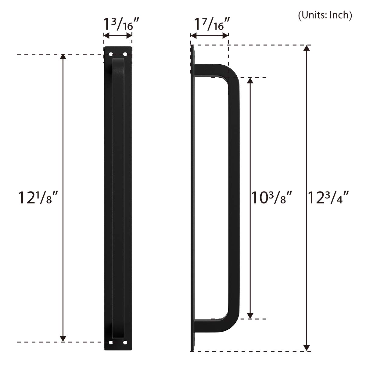SMARTSTANDARD 12β Antique Rustic Handmade Barn Door Handles, Black Flush Long Base Handle Pull, for Gate, Shed, Garage