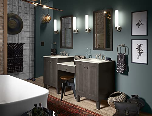 KOHLER Artifacts Bathroom Vanity Light Fixture, Single Wall Sconce Lighting, Frosted Glass Shade, UL Listed, 1 Light, Polished Nickel