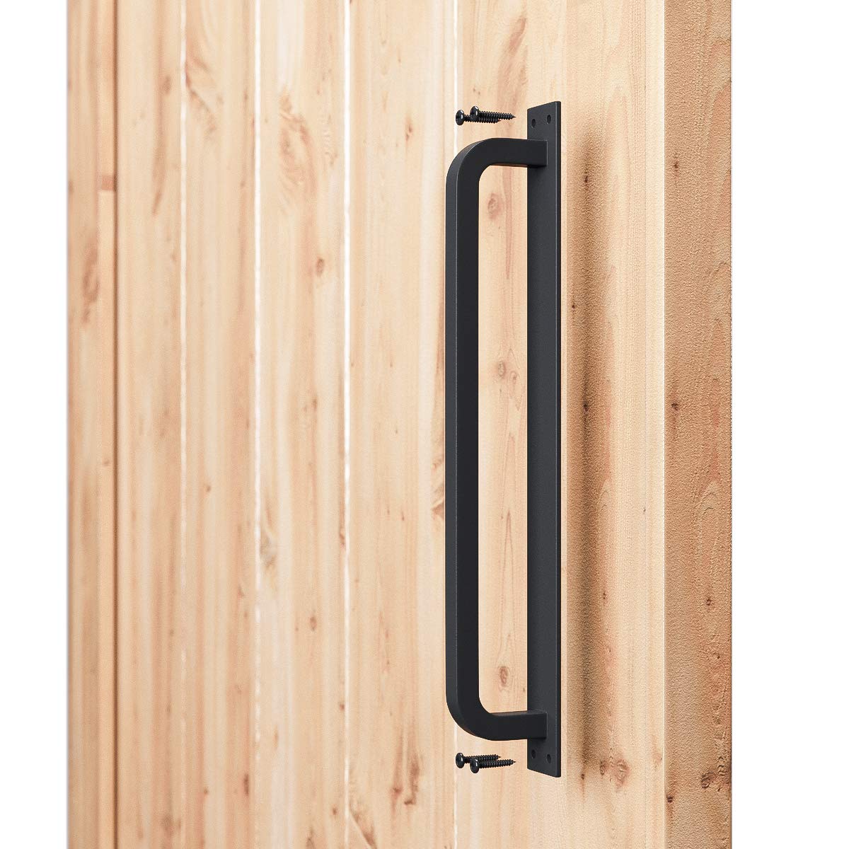 SMARTSTANDARD 12β Antique Rustic Handmade Barn Door Handles, Black Flush Long Base Handle Pull, for Gate, Shed, Garage