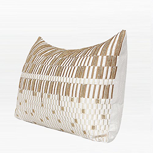 G Home Collection Miss Lapin Gold Embroidered Beaded Textured Handmade Pillow Cover 12"X20"