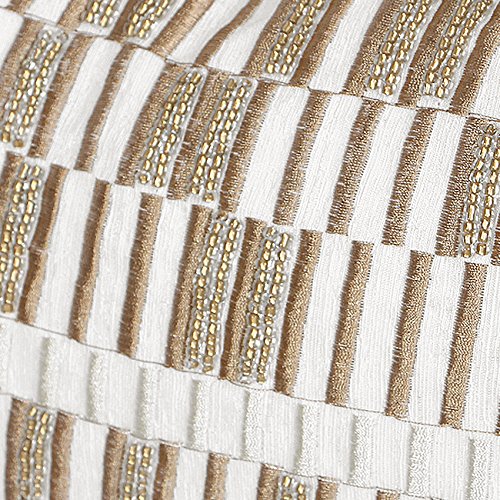 G Home Collection Miss Lapin Gold Embroidered Beaded Textured Handmade Pillow Cover 12"X20"