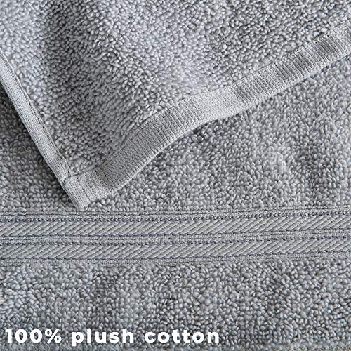 Great Bay Home 6-Piece Towel Set. 100% Cotton Bathroom Towels. Absorbent Quick-Dry Towels for Home. Set Includes 2 Bath, 2 Hand, and 2 Wash. Cooper Collection (6 Piece Set, Light Grey)