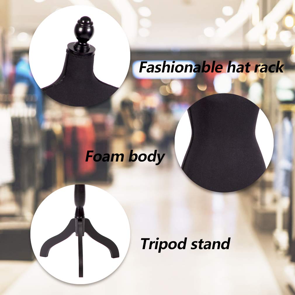 Mannequin Dress Form Female Dress Model Torso Display Mannequin Body 60-67 Inch Height Adjustable Tripod Stand (Black, 60-67 Inches)