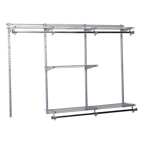Rubbermaid Configurations 3-6 Feet Expandable Hanging and Shelf Space Custom DIY Closet Organizer Kit, Titanium (2 Pack)