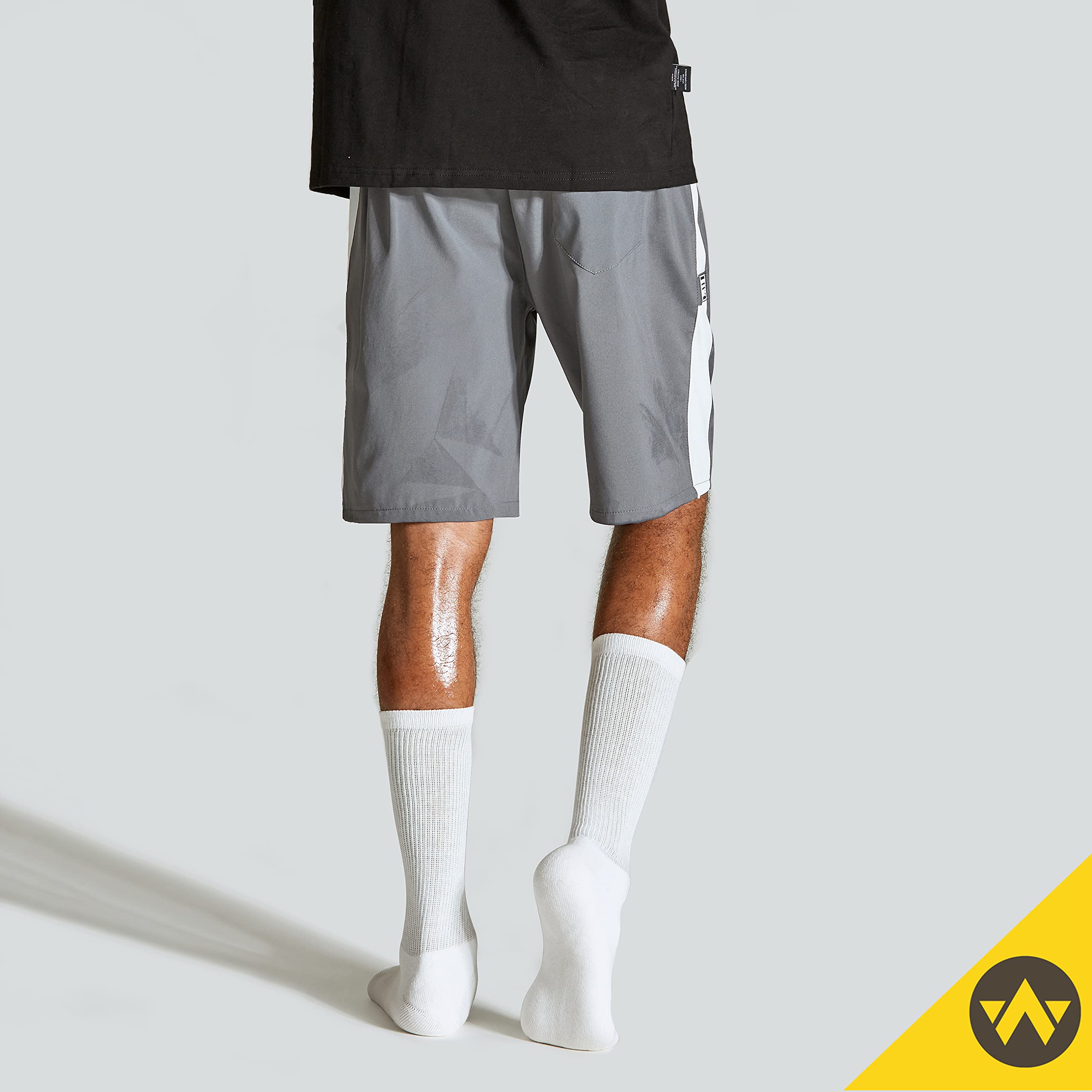 WANDER Men's Cushion Crew Socks 6-Pack Running Socks Men Cotton Athletic Sport Work Shoes White 8-13