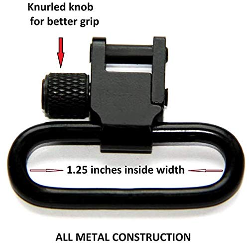 DETROIT LEATHER SHOP 1.25 Inch Tri-Lock Sling Swivels All Metal (Four Choices) (Black)