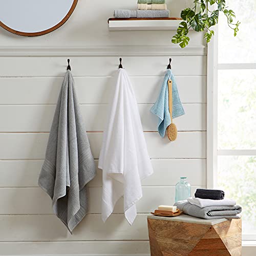 Great Bay Home 6-Piece Towel Set. 100% Cotton Bathroom Towels. Absorbent Quick-Dry Towels for Home. Set Includes 2 Bath, 2 Hand, and 2 Wash. Cooper Collection (6 Piece Set, Light Grey)
