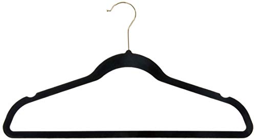 Inspired Living by Mesa Inspired Living Non-Slip Heavy Duty (35 Pack) Better Quality Holds Up to 22 Lbs-Each is 2.8 Oz / .20" Thick in Black/Gold HANGERS -VELVET- (80 Gm), (