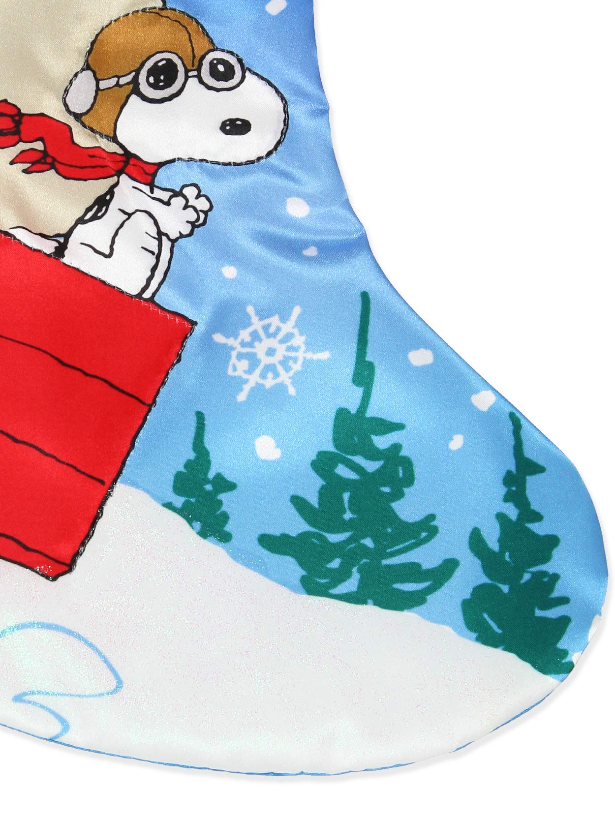 Peanuts Snoopy Kurt Adler Cuffed Satin Holiday Stocking (19", Blue/White)