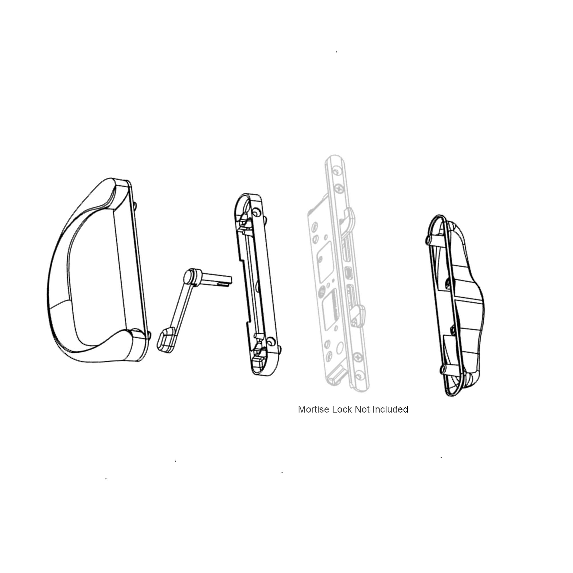 Interlock USA SBML Involute Sliding Patio Door Handle Set (White)
