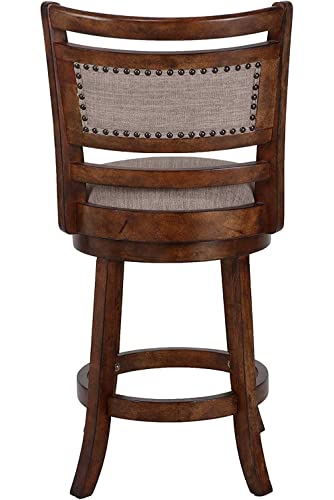 New Classic Furniture Aberdeen Counter Swivel Bar Stool with Open Back and Fabric Upholstered Seat & Back Rest, 24-Inch, Brown