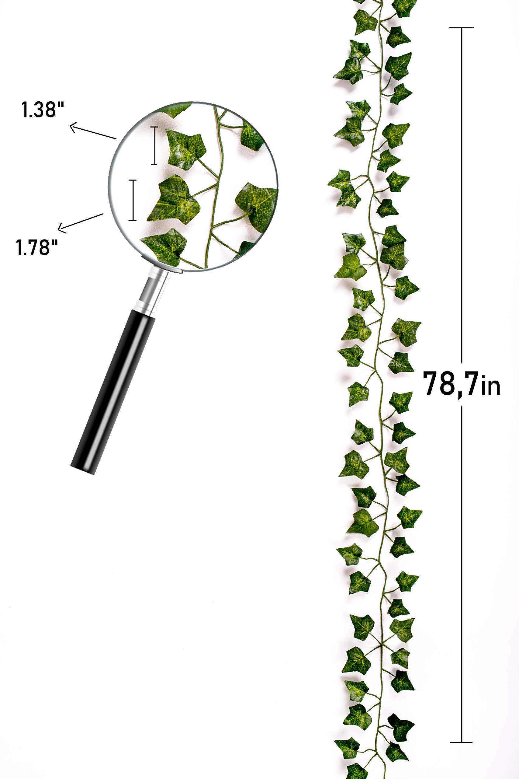 A-DECOR 84 ft-12 Pack Artificial Ivy Garland Hanging Vines for Bedroom Wedding Party Green Decoration Wall Plants Jungle Leaves Faux Backdrop Decorative Leaf Foliage Face Greenery Fake Plant Decor