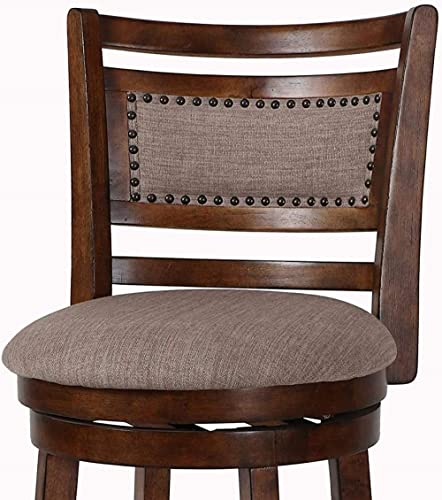 New Classic Furniture Aberdeen Counter Swivel Bar Stool with Open Back and Fabric Upholstered Seat & Back Rest, 24-Inch, Brown