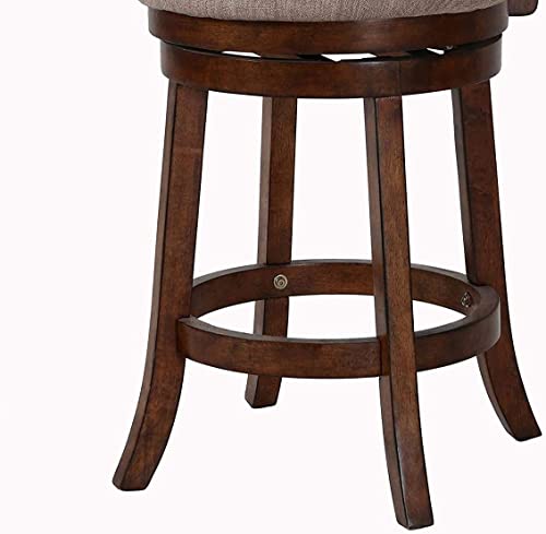 New Classic Furniture Aberdeen Counter Swivel Bar Stool with Open Back and Fabric Upholstered Seat & Back Rest, 24-Inch, Brown