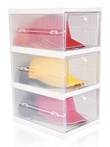 GOJUSO Folding Storage Organizer Box for Hats Baseball Caps Organizer 3-Tier Shoe Rack Hat Rack