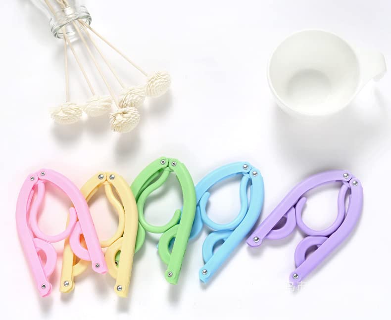 10 pcs Travel Hangers - Multifunctional Folding Clothes Hanger Portable Folding Travel Hangers Foldable Plastic Hanger and Drying Hanger for Travel