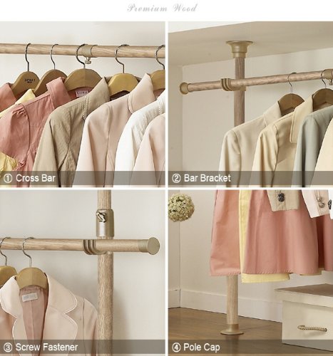 Prince Hanger, Premium Wood Double 2 Tier Hanger, Clothing Rack, Closet Organizer, Wood Color, Sturdy, PHUS-1032, Made in Korea
